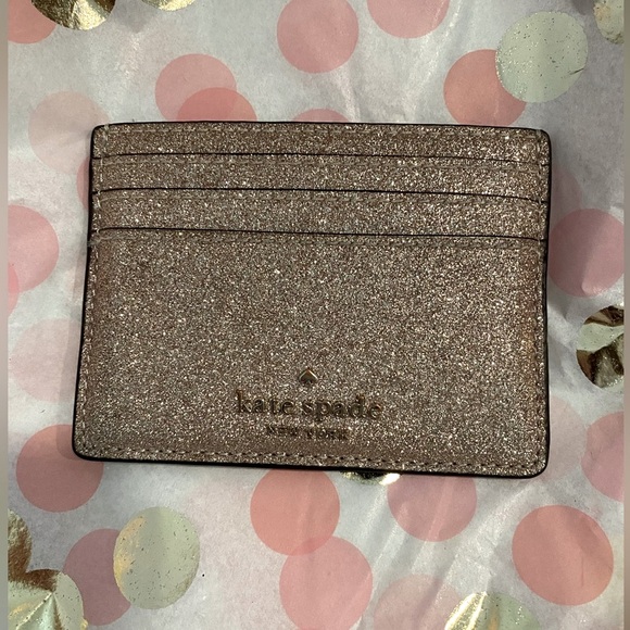 kate spade | Bags | Kate Spade Joeley Tinsel Glitter Rose Gold Card ...